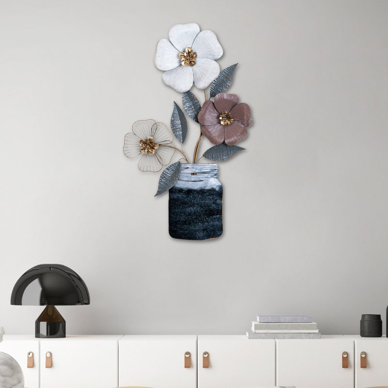 Mercer41 Makaiyah Garden Bliss Metal Flower Wall Art In Vibrant Hues | Wayfair